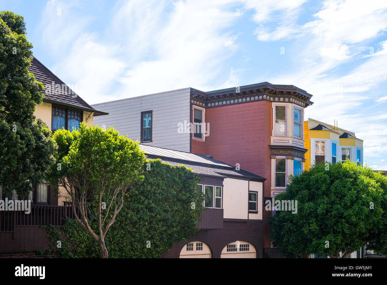San Francisco, California, the colored traditional houses of Alamo ...