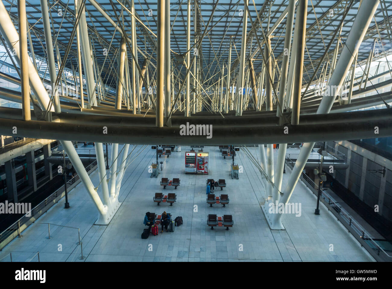 Paris, France, Inside View, RER SNCF Train Station at International ...