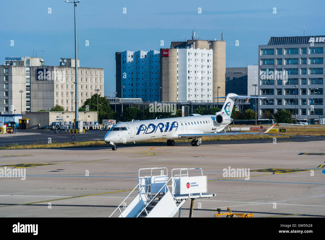 Paris, France, Jet, Adria Airways Plane Aircraft on Runway at Airport ...