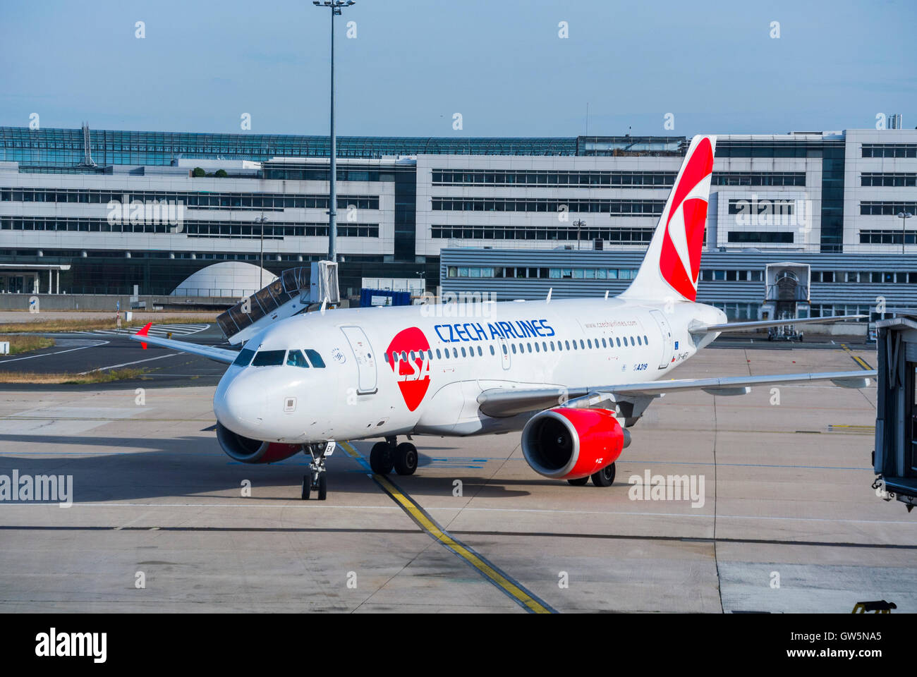 Paris, France, Jet, Czech airlines Plane on Runway at Airport Roissy ...