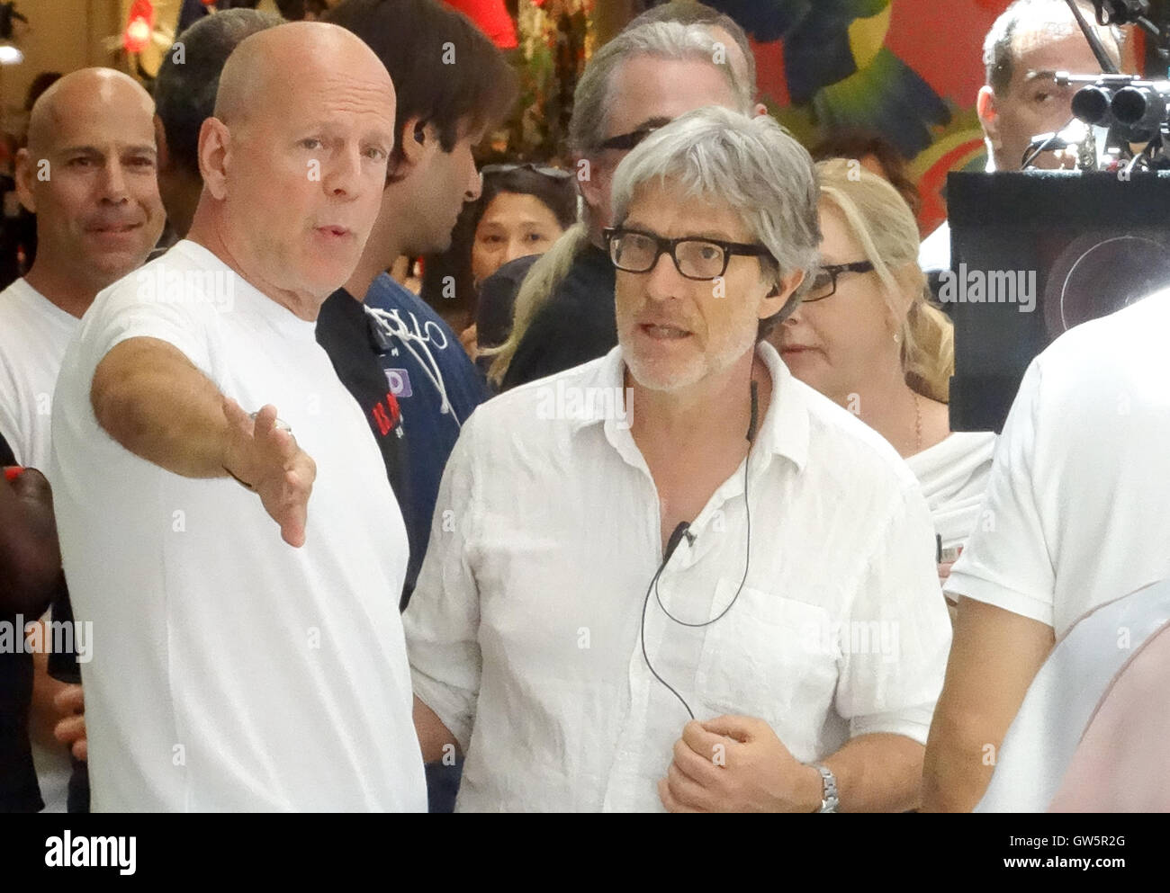 Bruce Willis films a Vodafone commercial in Rome, Italy Featuring ...