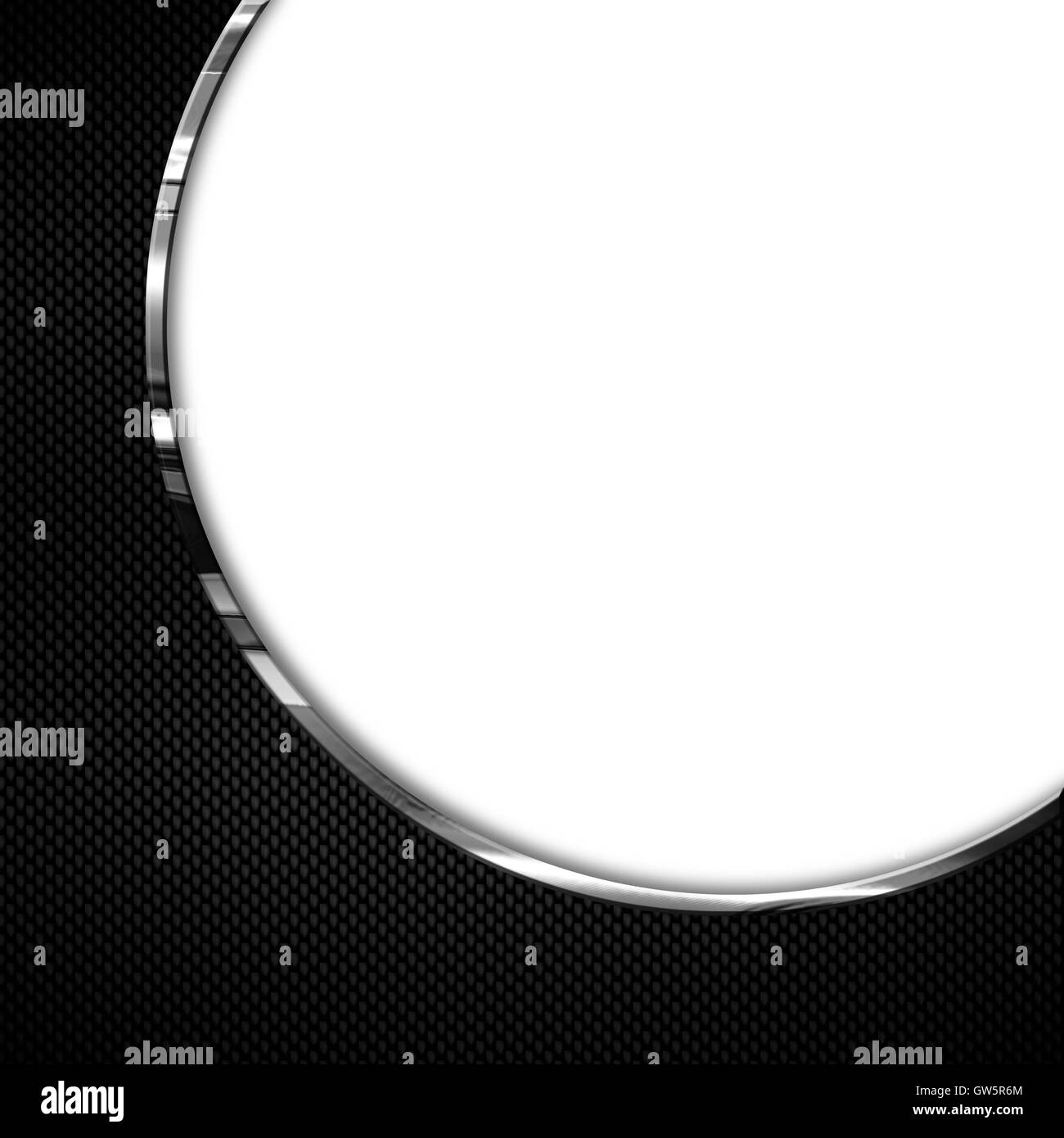 black and white carbon fiber and curve chromium frame. metal background ...