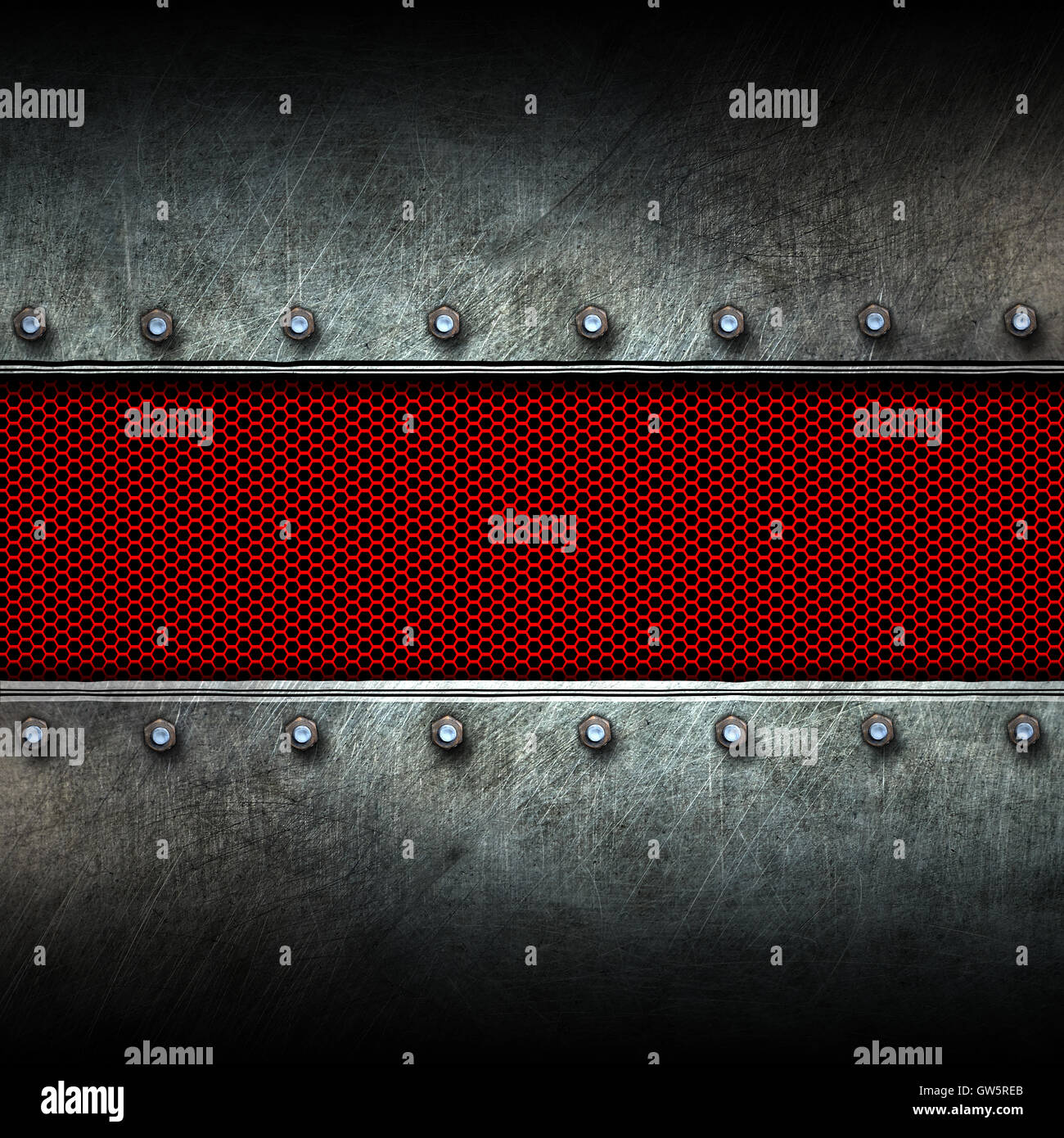 grunge metal and red mesh. 3d illustration. background and texture ...