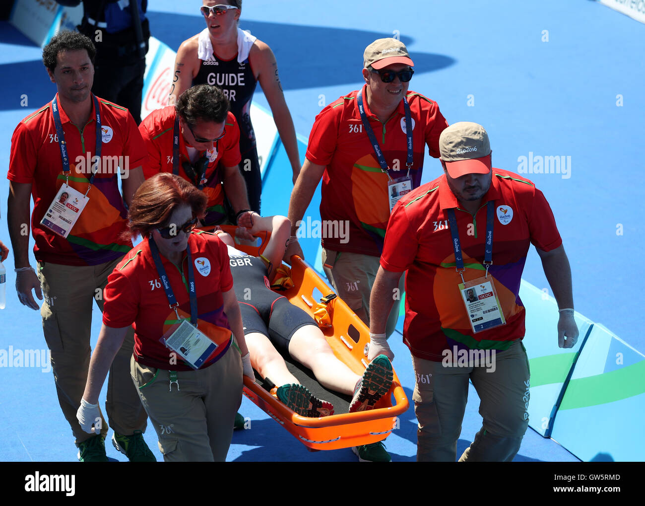 Great Britain's Alison Patrick lies on a stretcher after the Women's ...