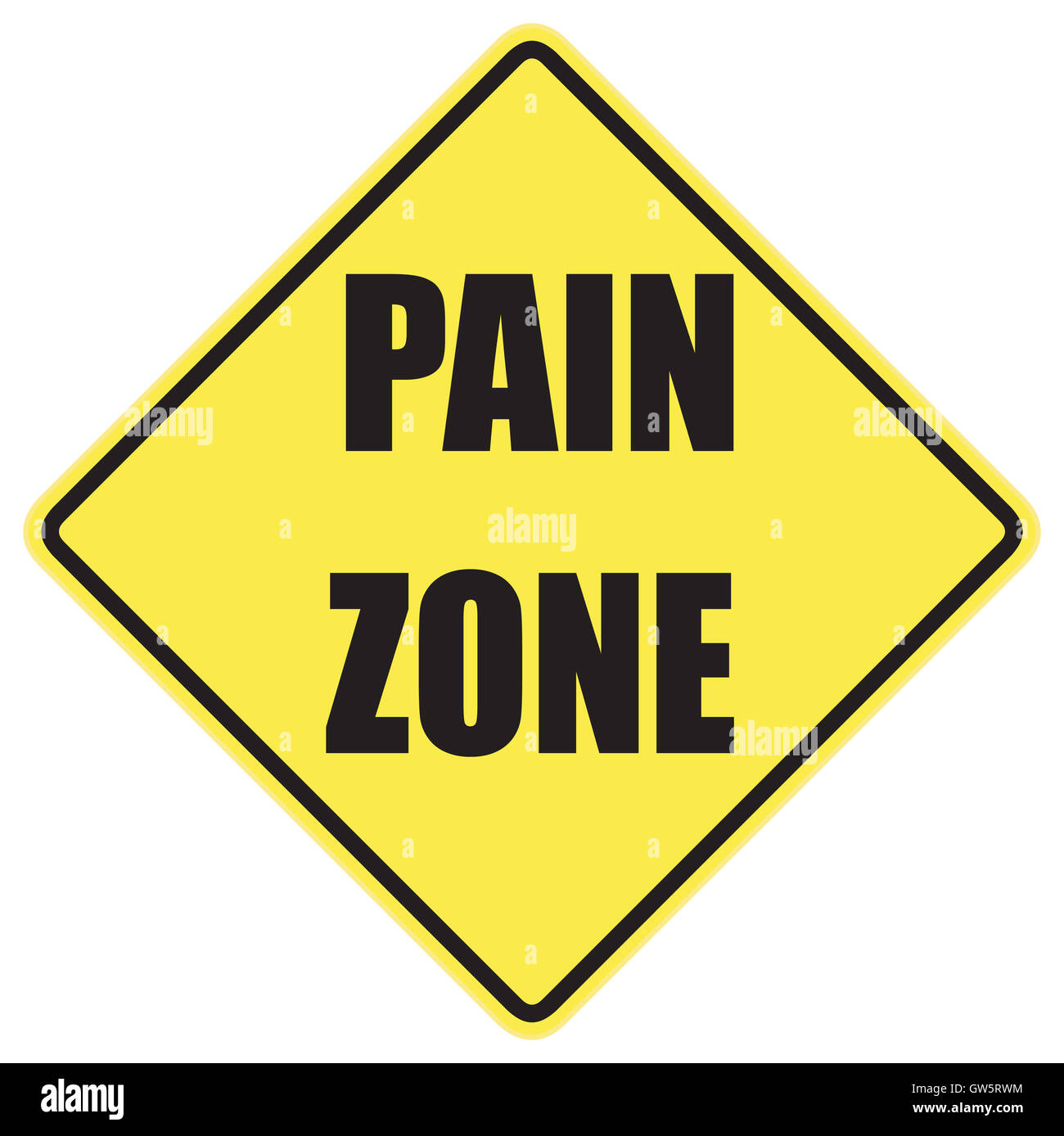 Pain zone warning sign over a white background Stock Photo - Alamy