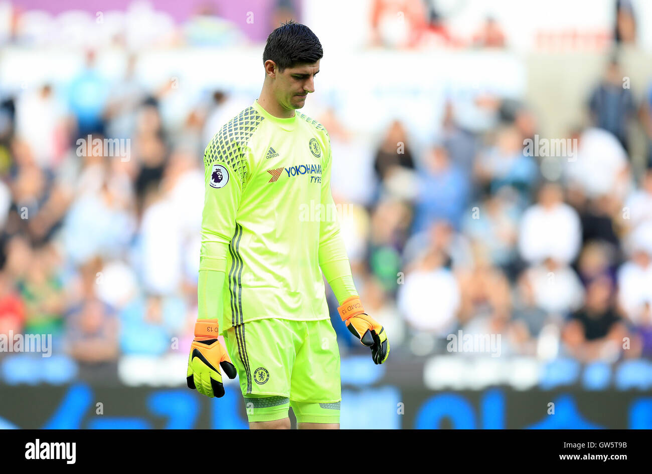 Chelsea goalkeeper Thibaut Courtois during the Premier League match at ...