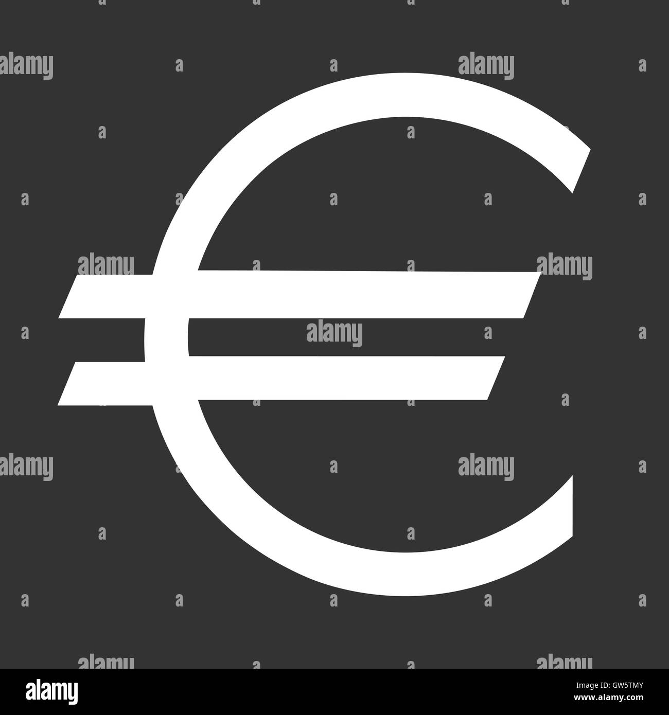 Euro official money symbol, white EUR sign on a gray background. Vector ...