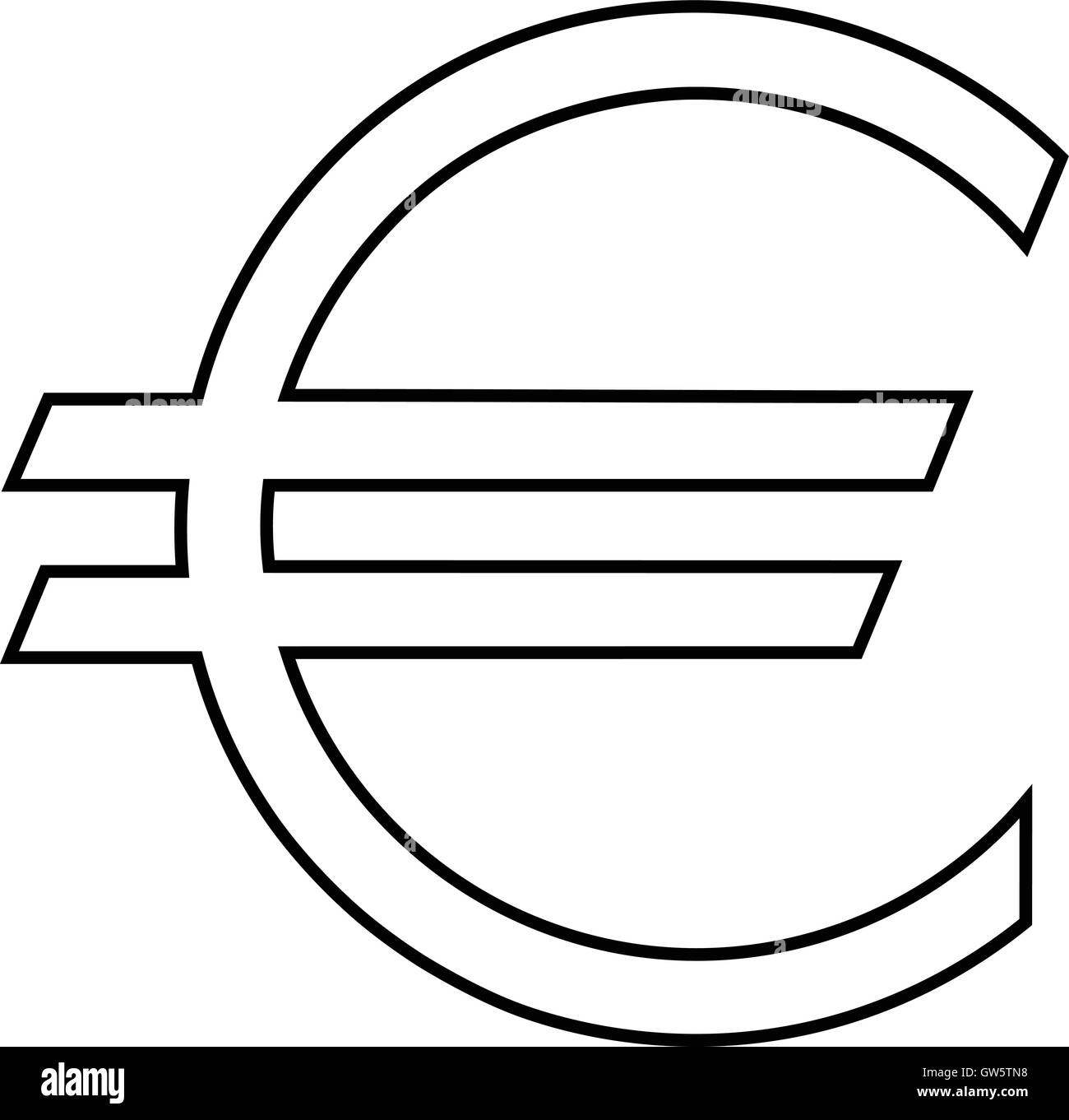 Euro official money symbol. Vector illustration, outlined sign Stock ...
