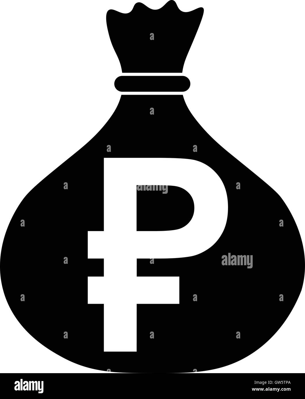 Money bag icon with Russian Ruble symbol , RUB currency symbol , vector ...