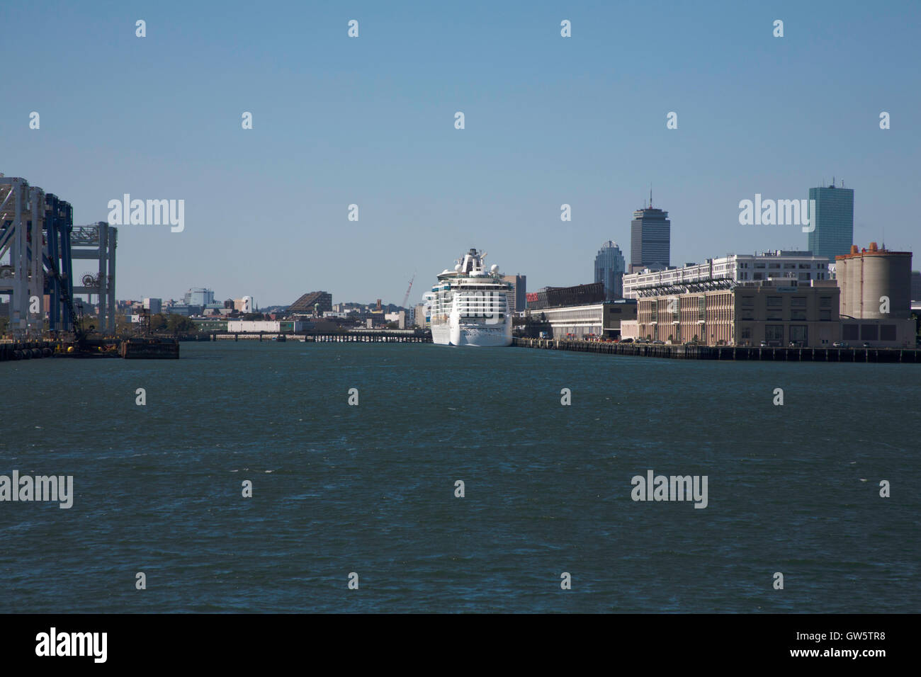 Cruise liner moored The Reserved Channel Seaport District Boston Harbor ...