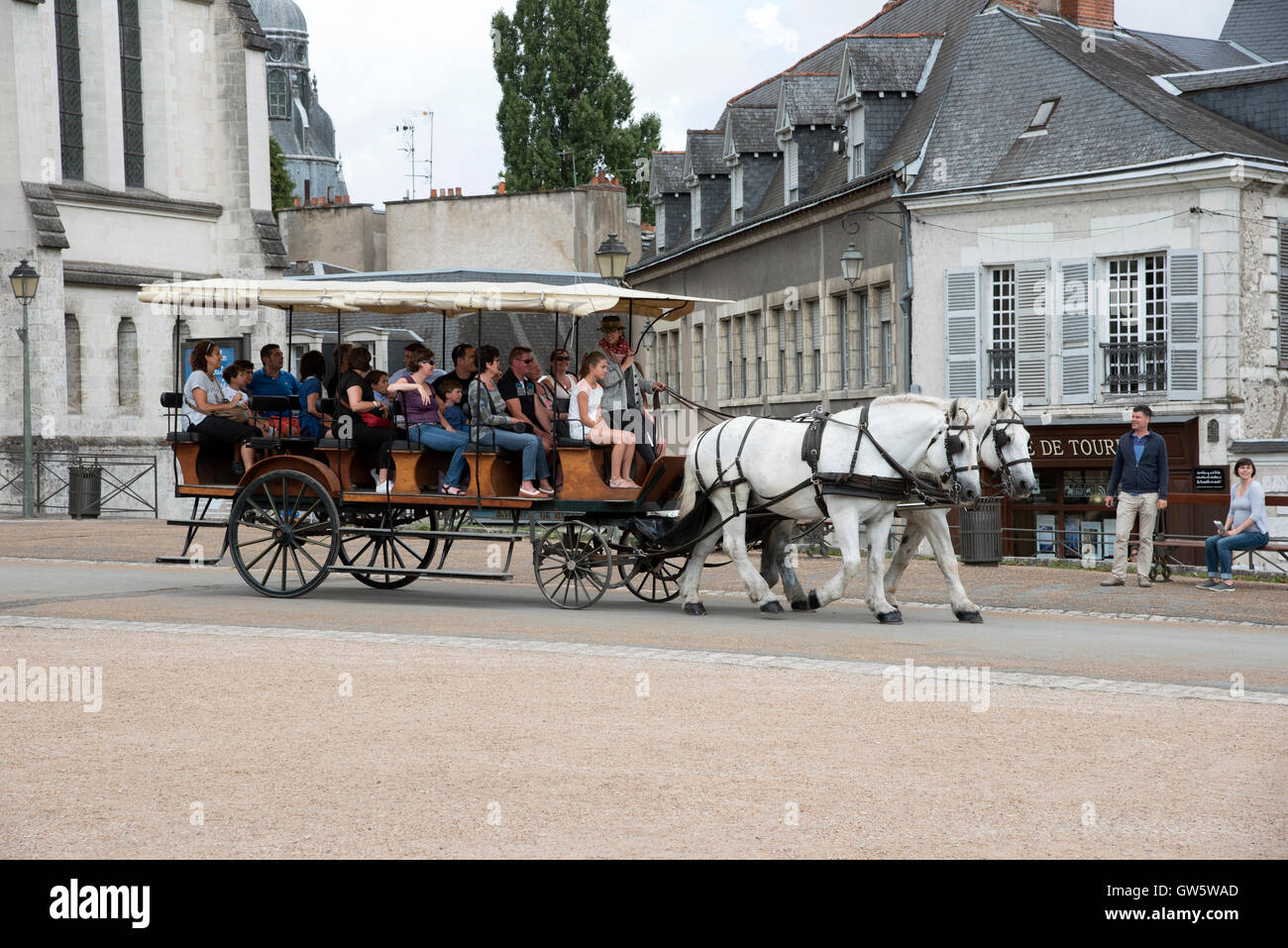 Blois France - A horse drawn carriage giving the passengers a tour of ...