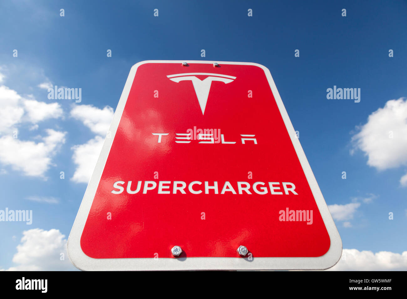 Red tesla sign hi-res stock photography and images - Alamy