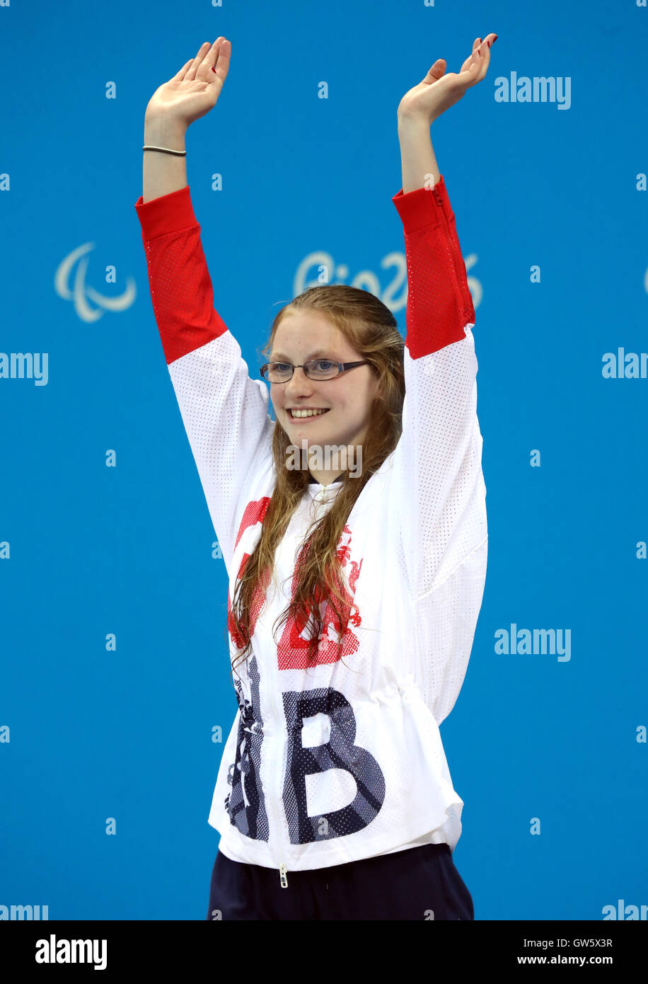Great Britain's Rebecca Redfern celebrates a silver medal following the ...