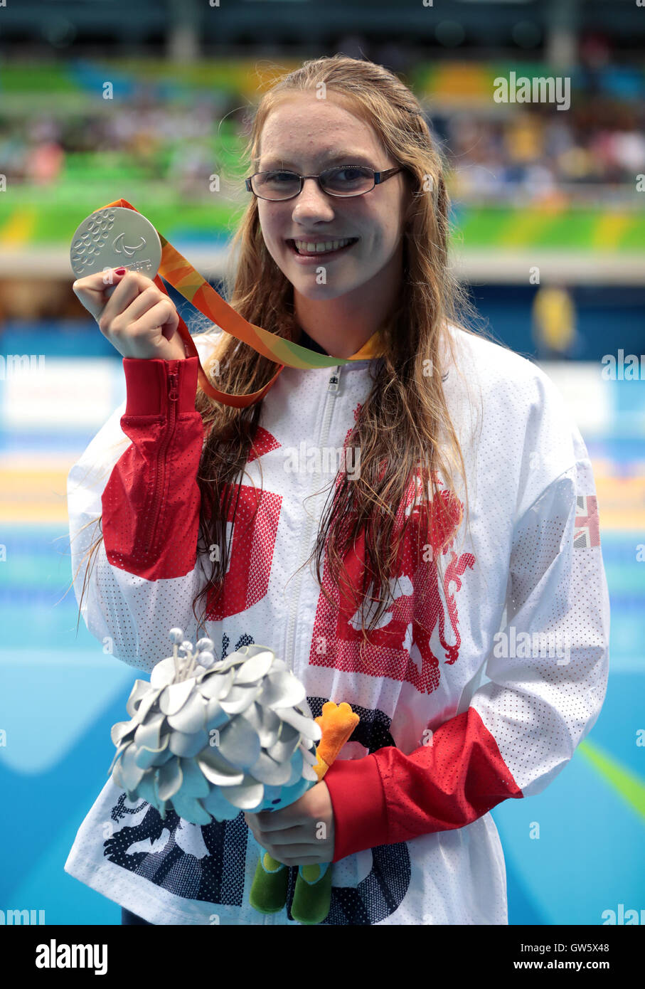 Great Britain's Rebecca Redfern celebrates a silver medal following the ...