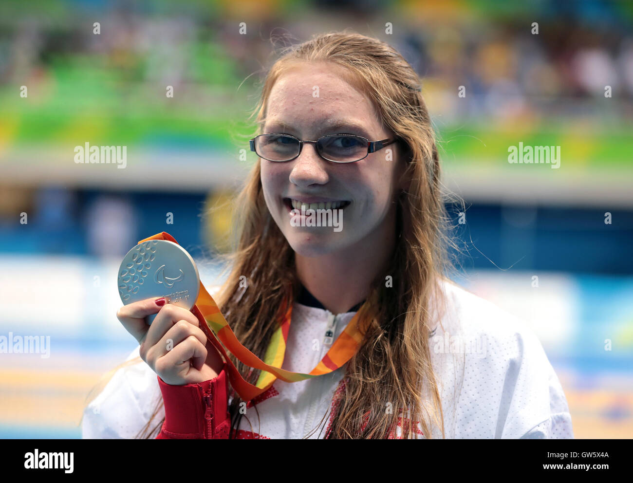 Great Britain's Rebecca Redfern celebrates a silver medal following the ...