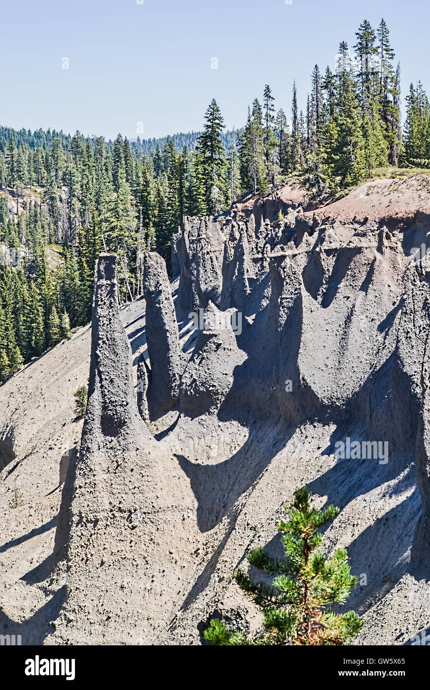 Closeup on the Pinnacles at the Crater Lake National Park, Oregon Stock ...
