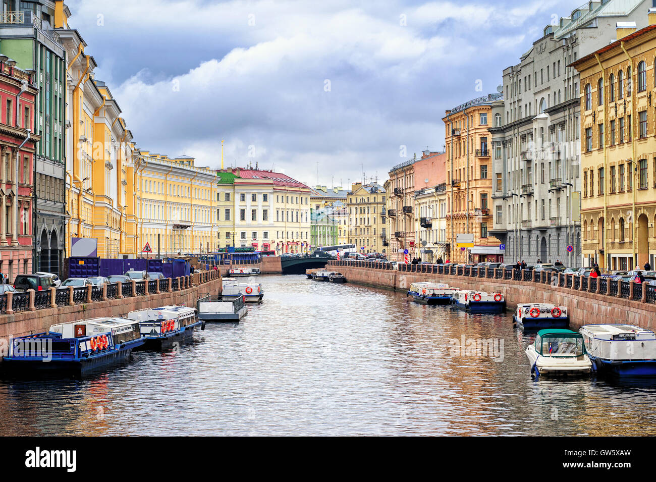 St Petersburg, view over Moyka river from Nevsky prospekt Stock Photo ...