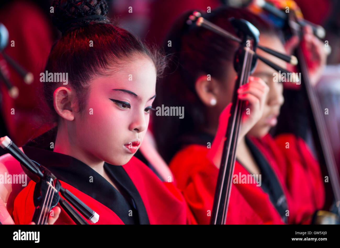 Musicians playing sanshin, Okinawan musical instrument Stock Photo - Alamy