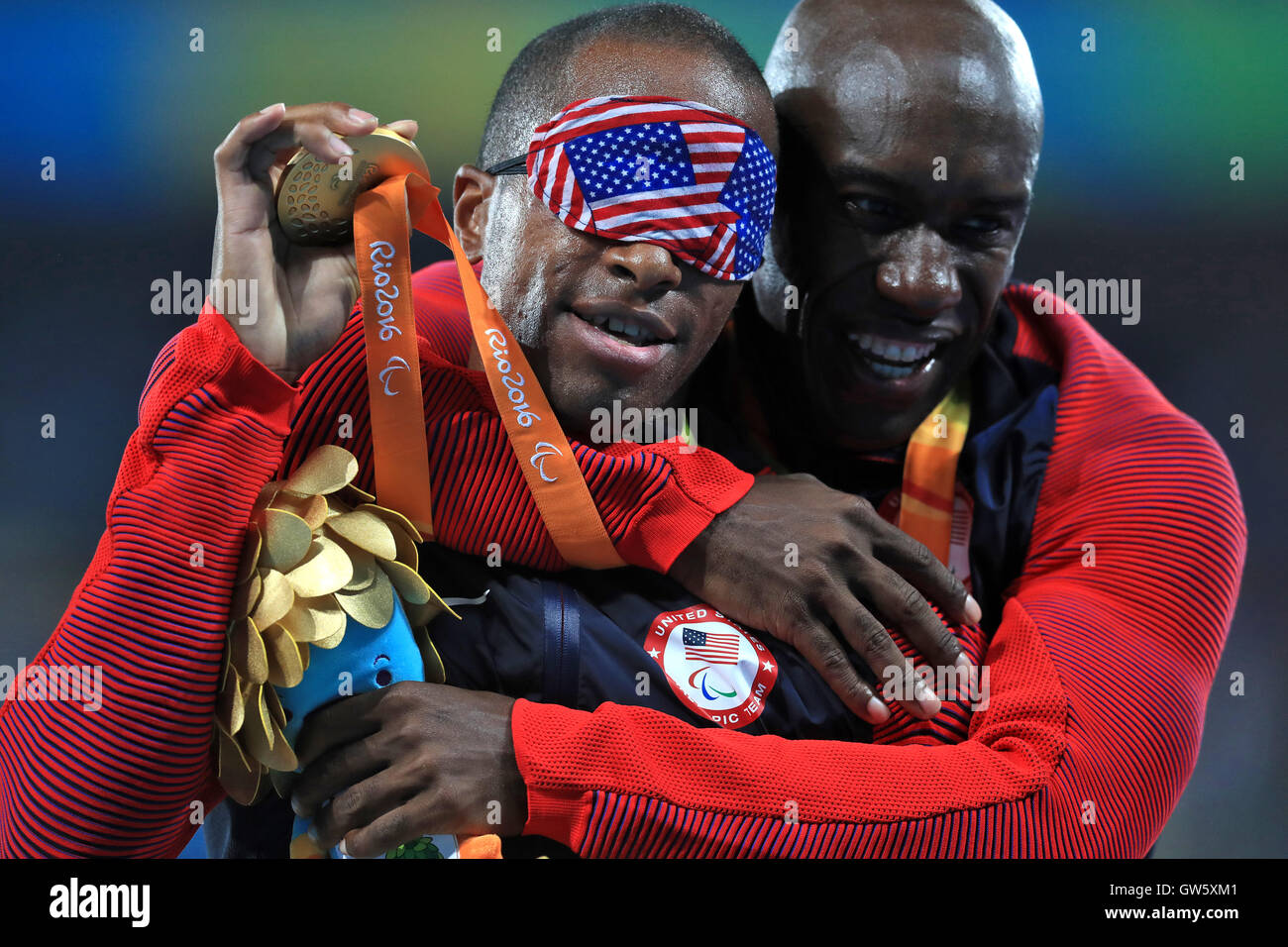 USA's David Brown celebrates on the podium after wining the gold medal ...