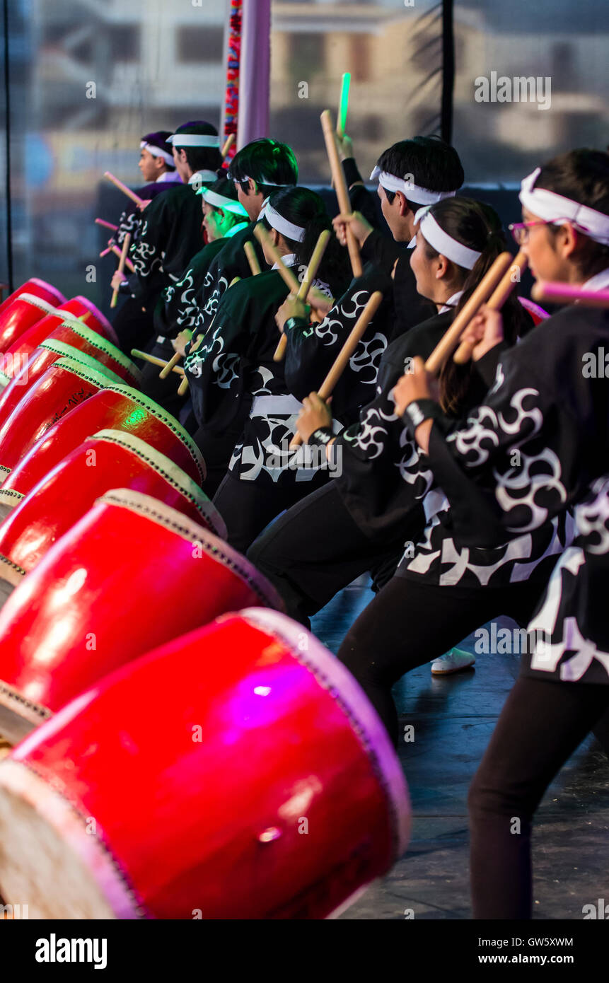 Kodo (taiko group) in the Japanese festival in Lima, Peru. 110th ...