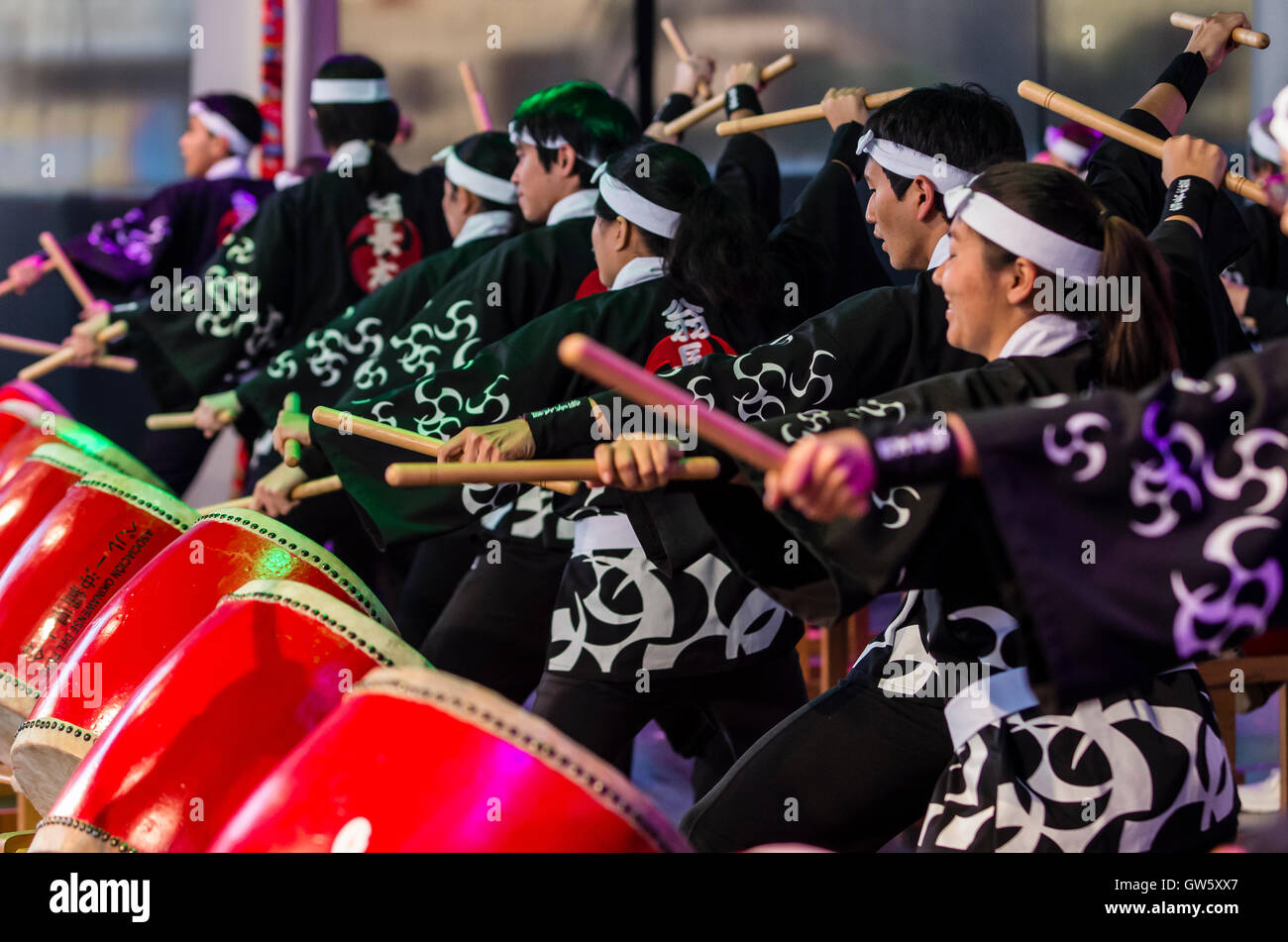 Kodo (taiko group) in the Japanese festival in Lima, Peru. 110th ...