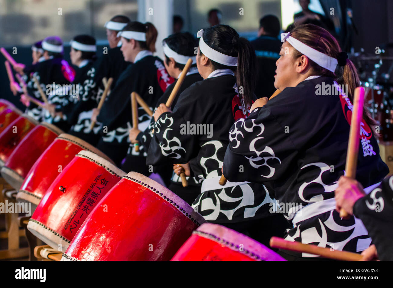 Kodo (taiko group) in the Japanese festival in Lima, Peru. 110th ...