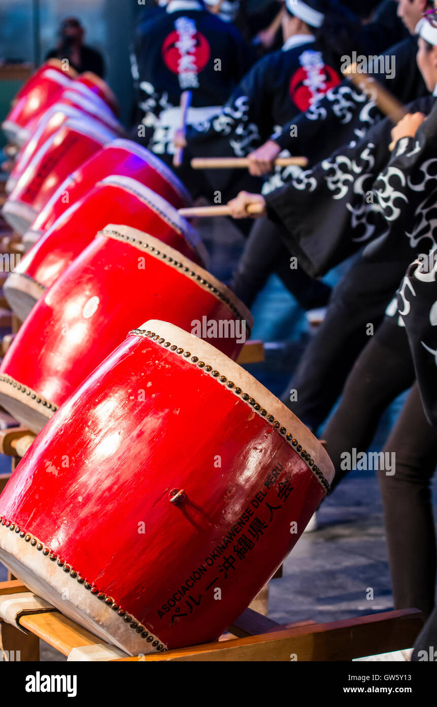 Kodo (taiko group) in the Japanese festival in Lima, Peru. 110th ...
