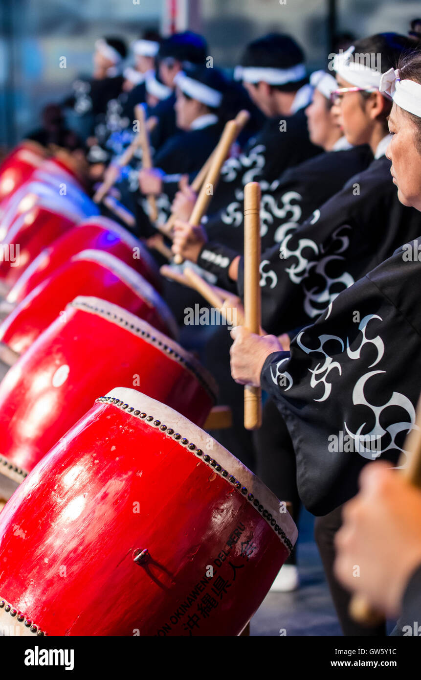 Kodo (taiko group) in the Japanese festival in Lima, Peru. 110th ...
