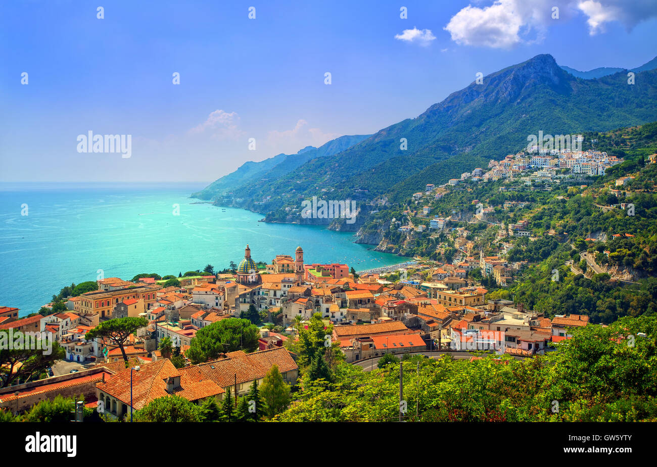 Town of Salerno on mediterranean Amalfi Coast south of Naples, Italy ...