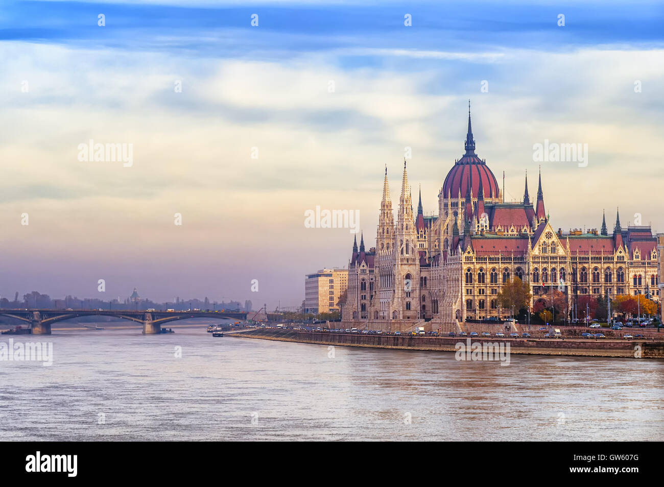 The neo gothic hungarian Parliament building on Danube river, Budapest ...