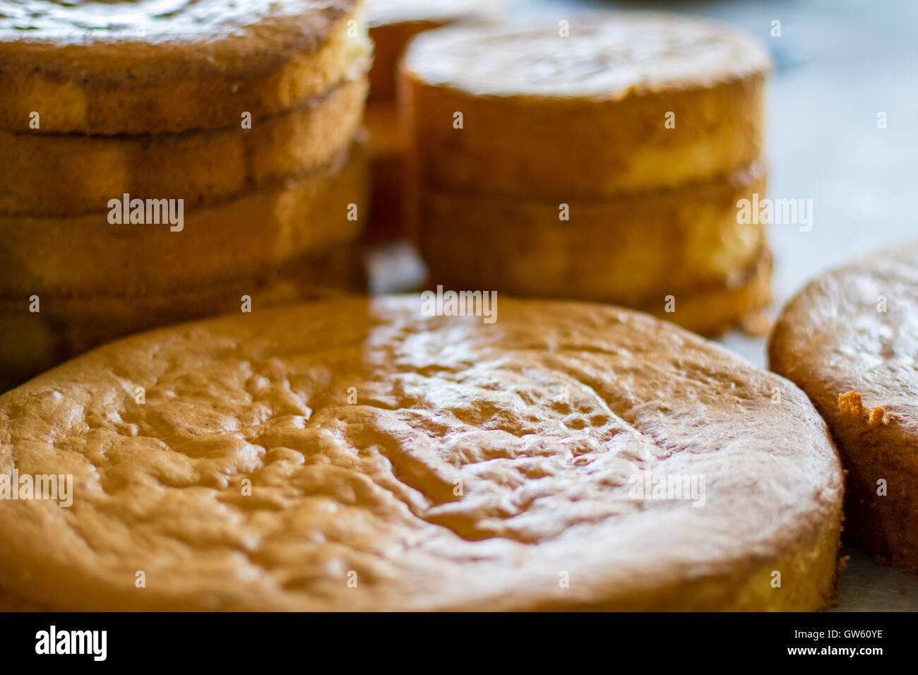 Round baked cakes Stock Photo - Alamy