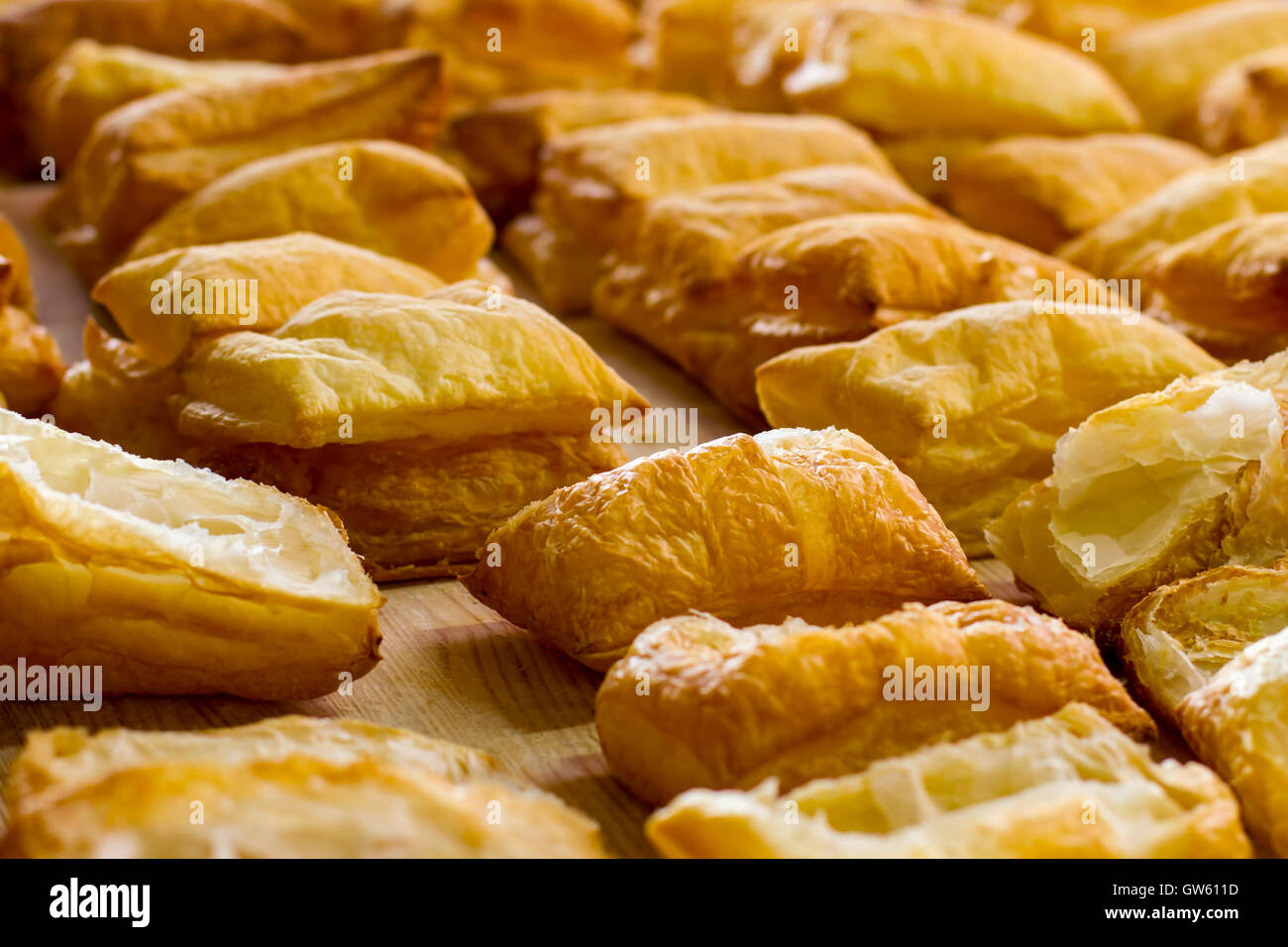 Rows of yellow puffs Stock Photo - Alamy