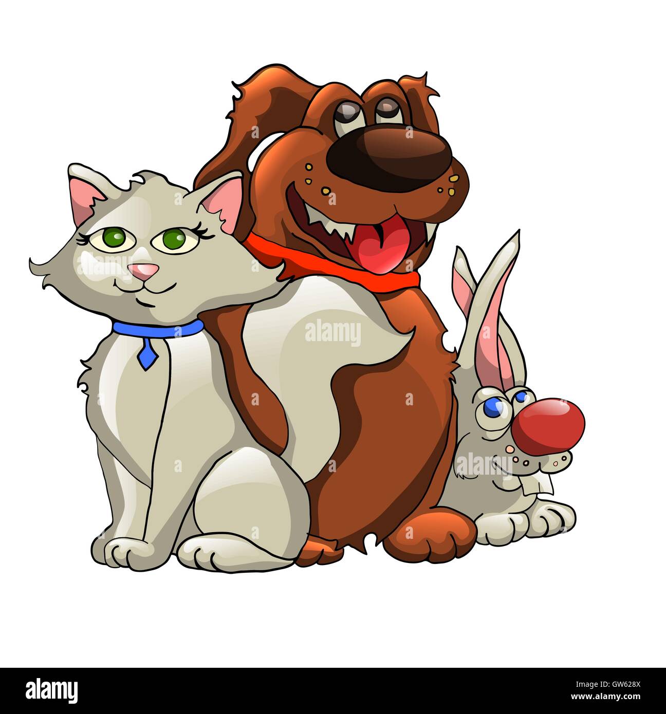 cat, dog, rabbit isolated on white background. vector illustration ...