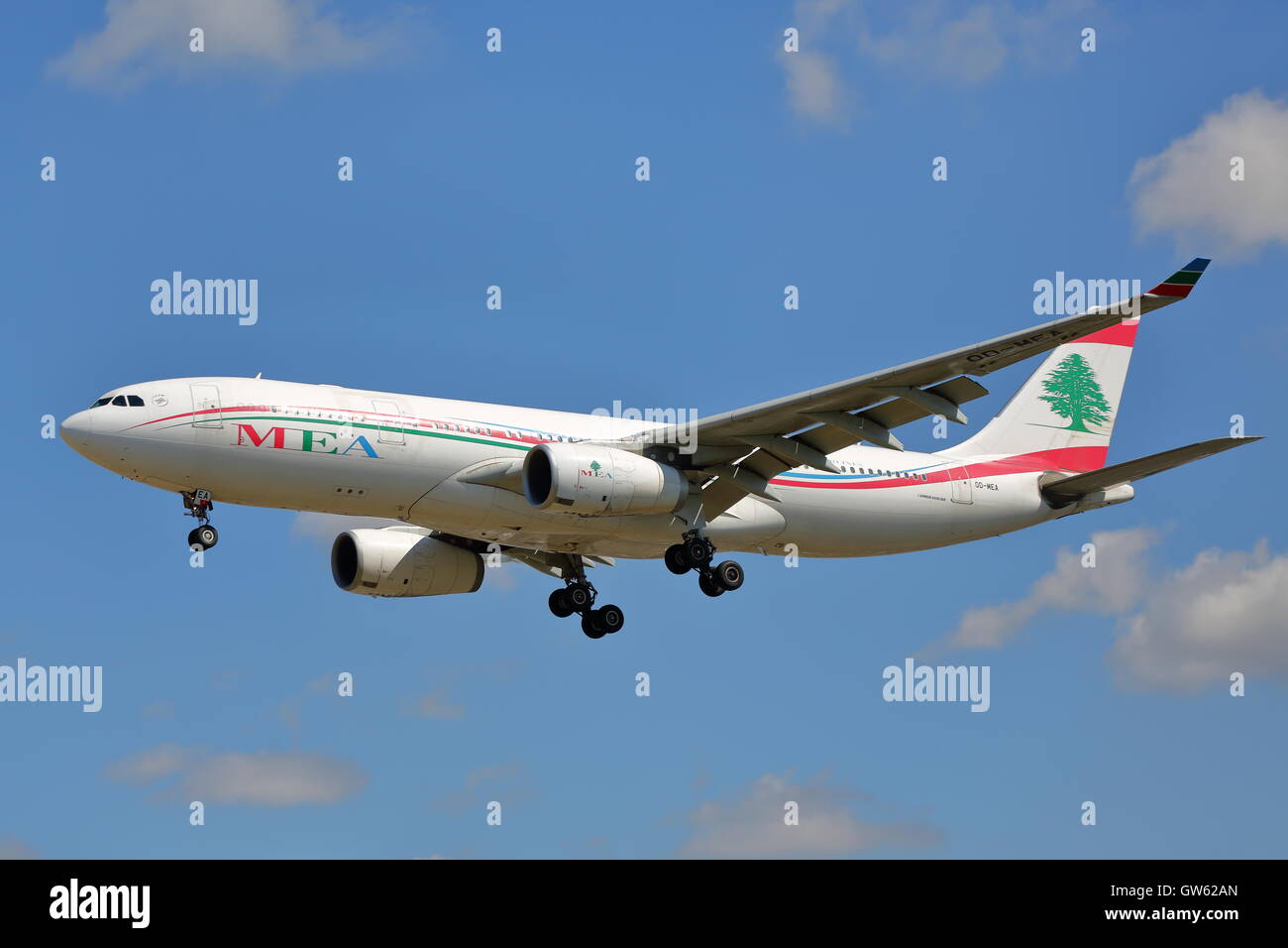 A Middle East Airlines A330-243 OD-MEA landing at Heathrow Airport ...