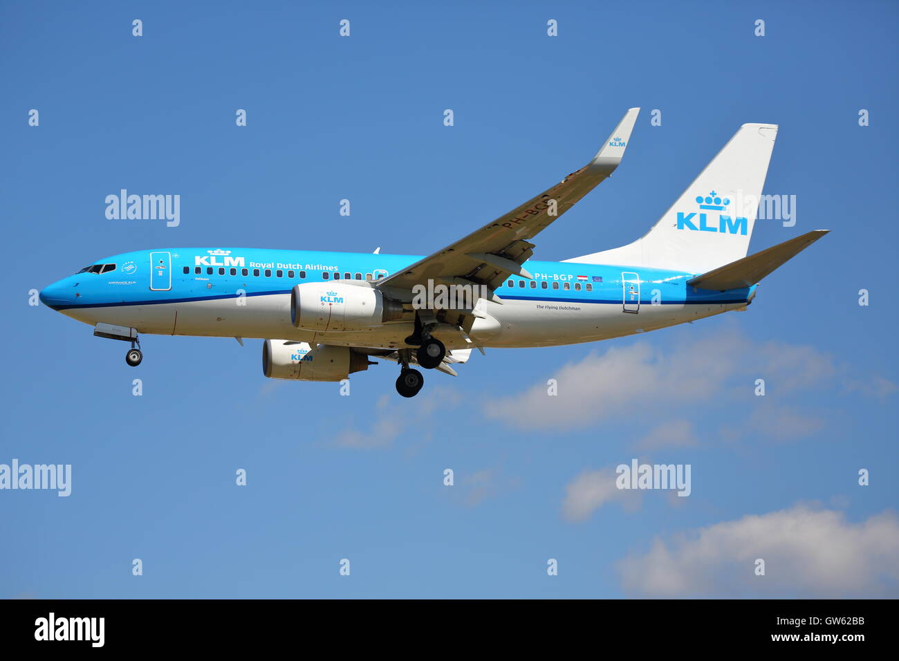 KLM Boeing 737-7K2 PH-BGP landing at London Heathrow Airport, UK Stock ...