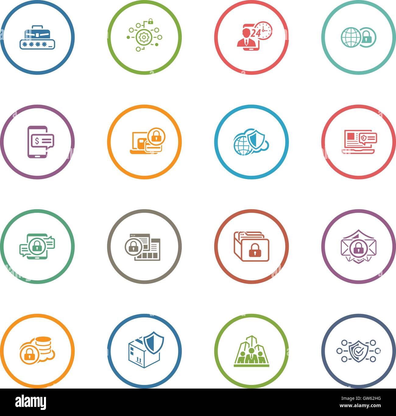 Flat Design Security and Protection Icons Set Stock Vector Image & Art ...