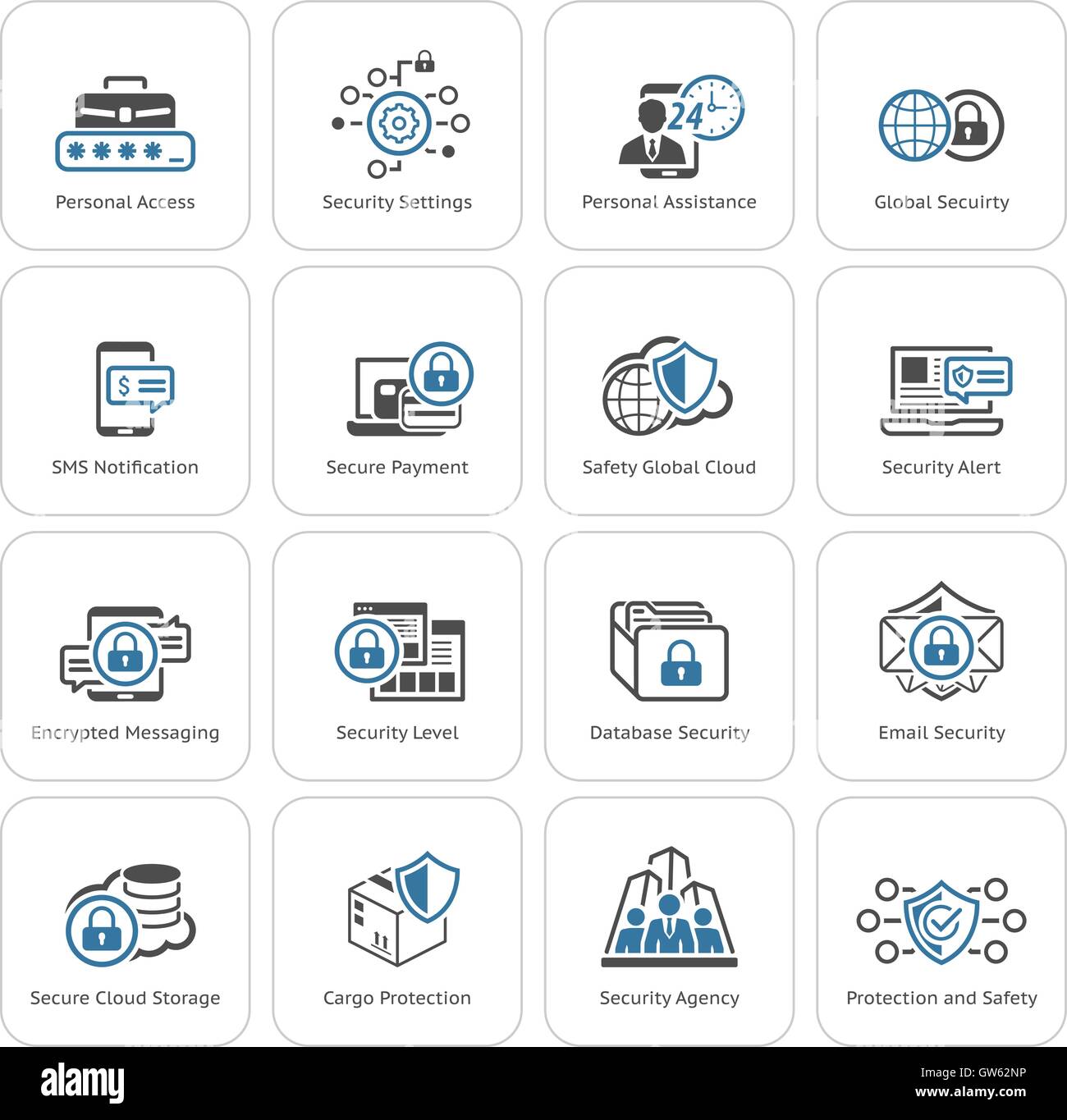 Flat Design Security and Protection Icons Set Stock Vector Image & Art ...