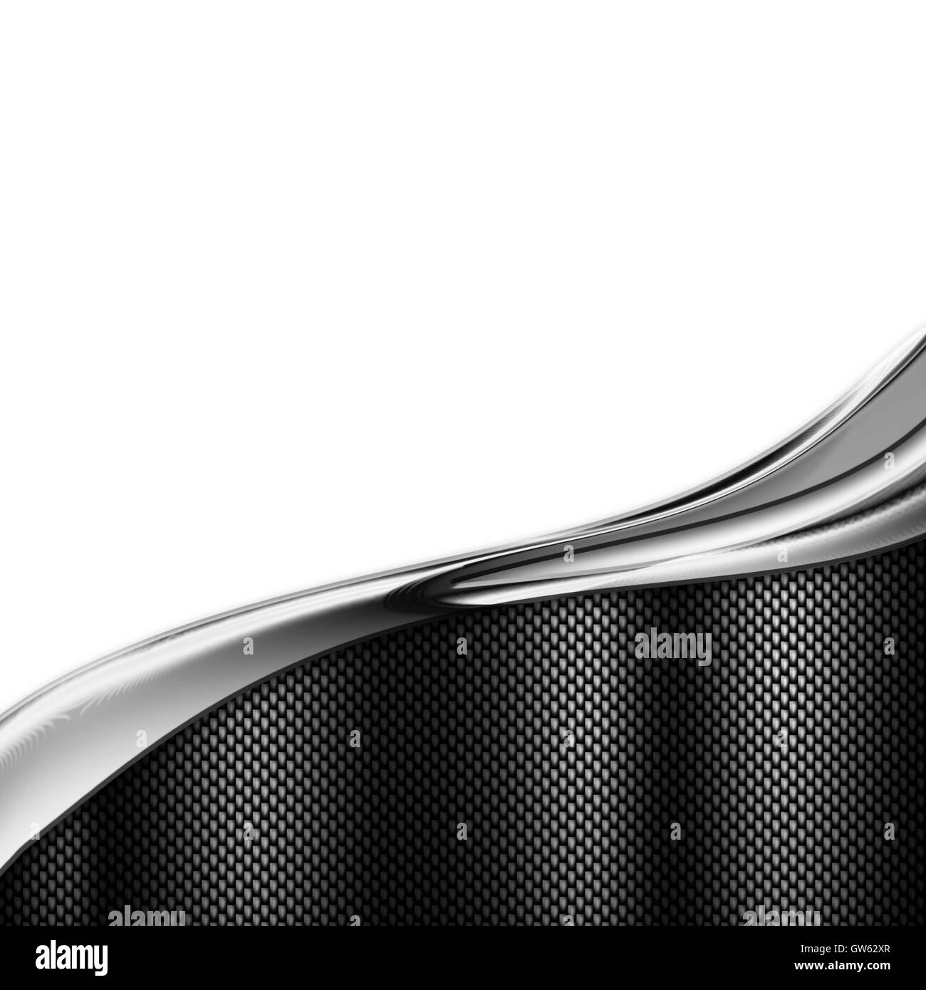 black and white carbon fiber and curve chromium frame. metal background ...