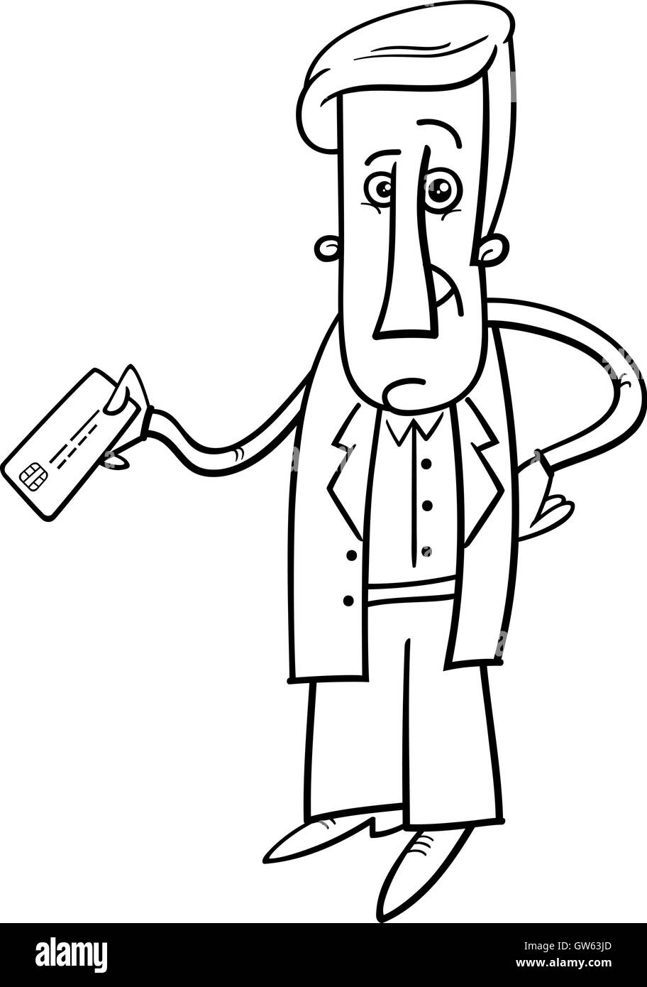 Business man cartoon credit card Black and White Stock Photos & Images ...