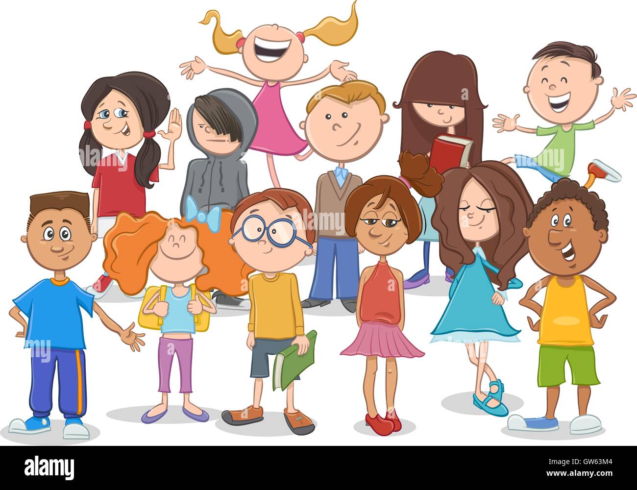 kids or teens group cartoon Stock Vector Image & Art - Alamy