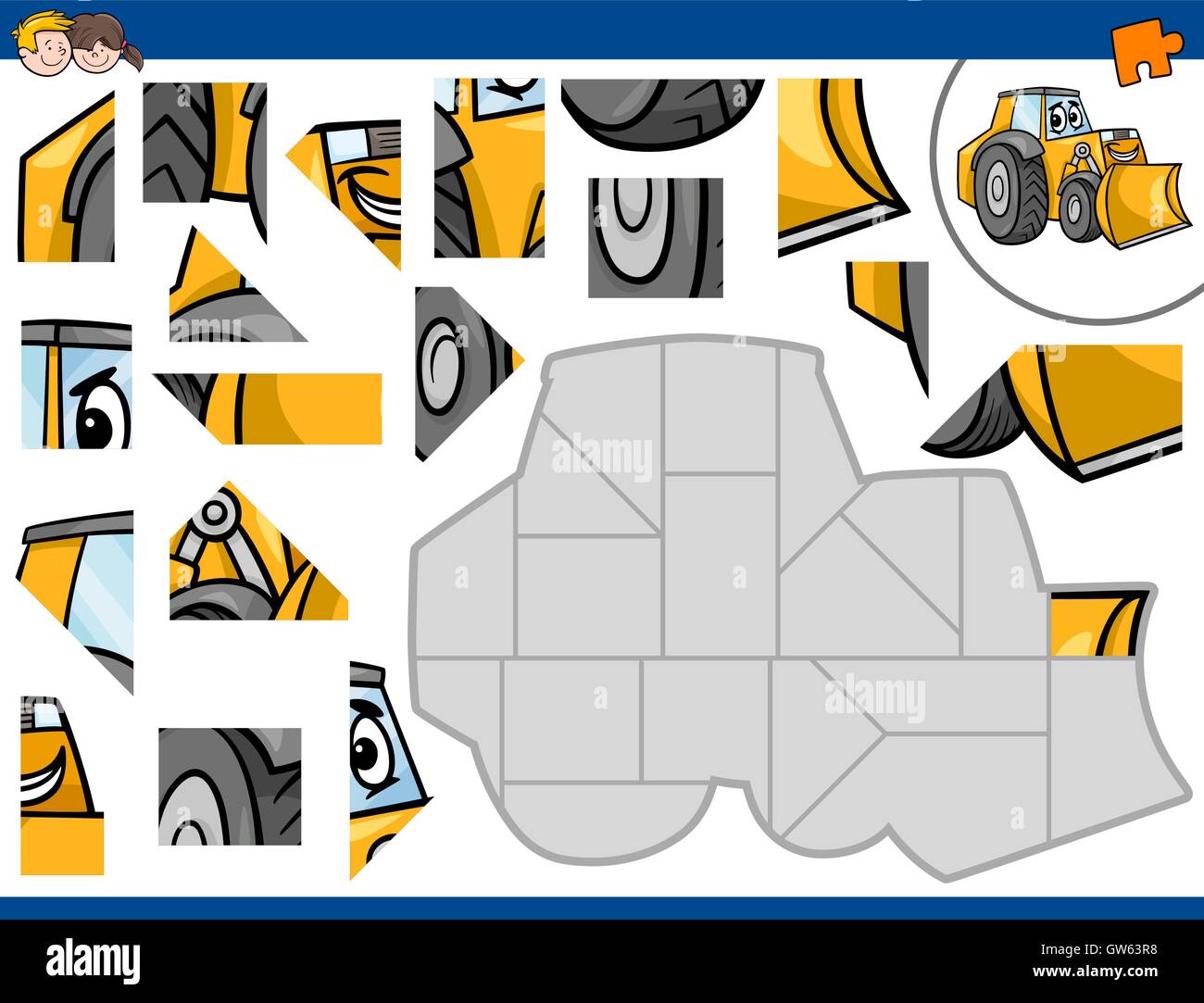 jigsaw puzzle with bulldozer Stock Vector Image & Art - Alamy