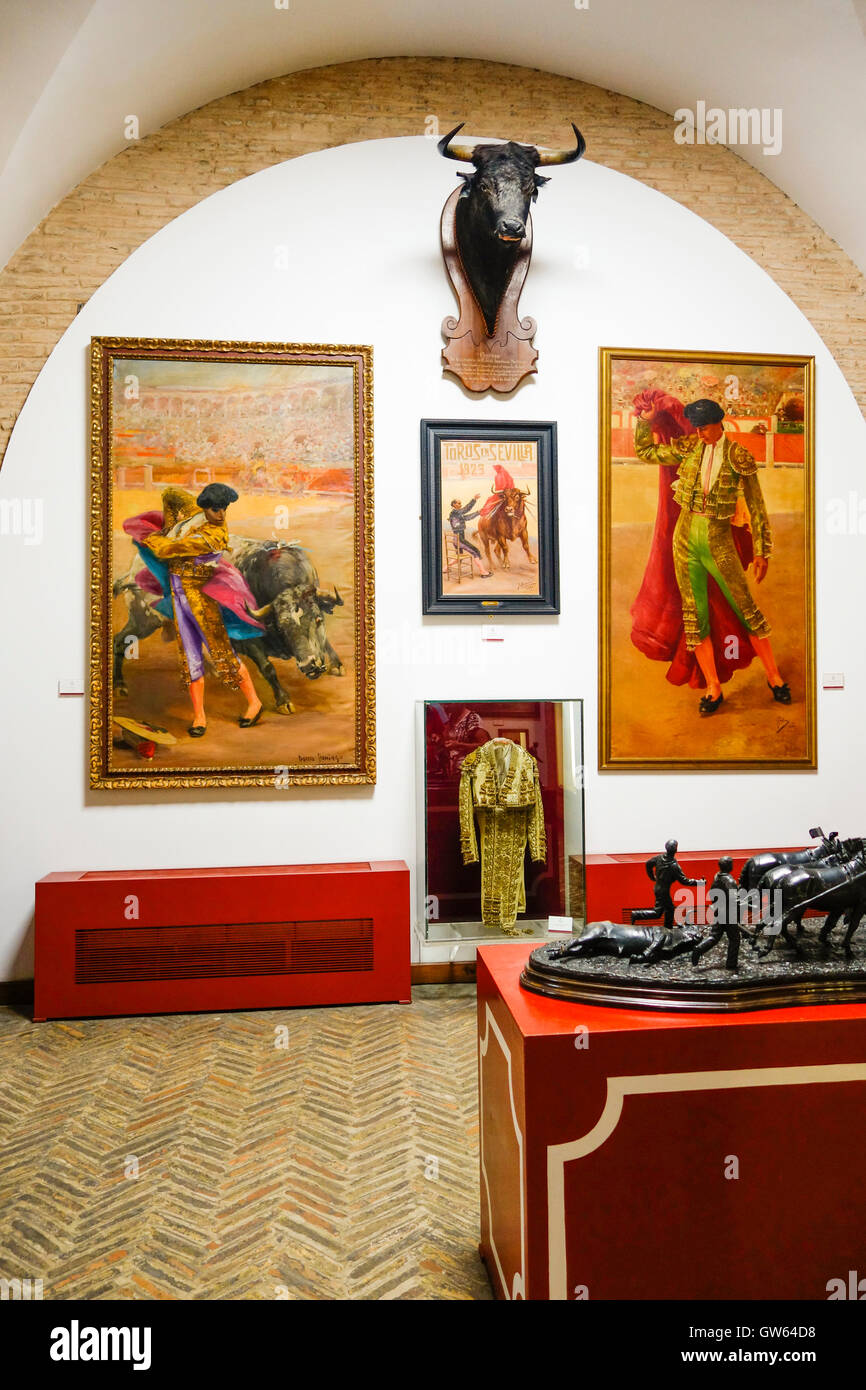 Room in museum of bulfighting dedicated to bullfighters Belmonte and ...