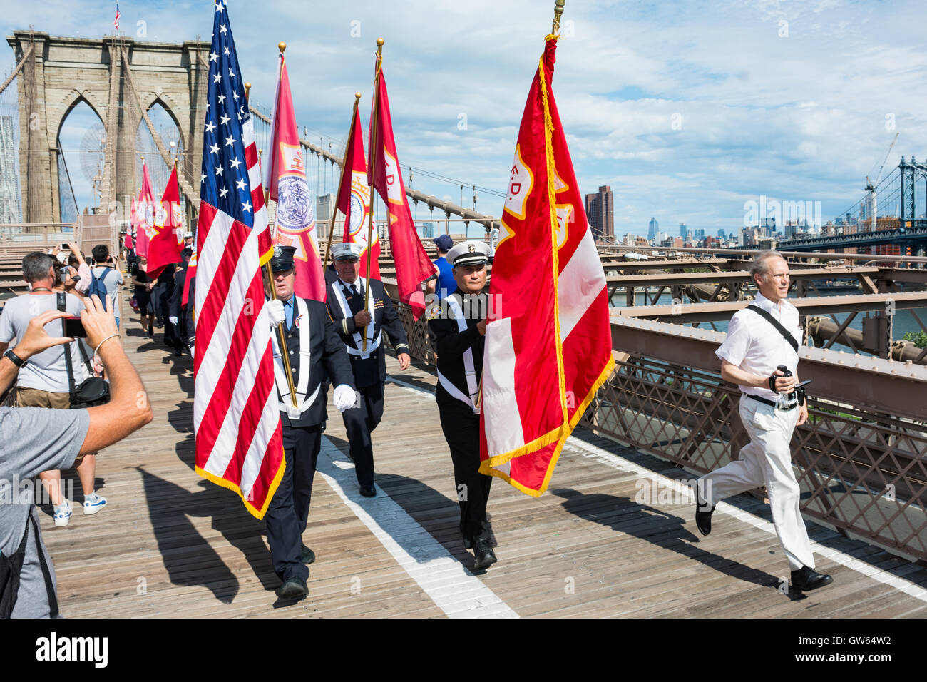 Ground zero flag firefighters hi-res stock photography and images - Alamy
