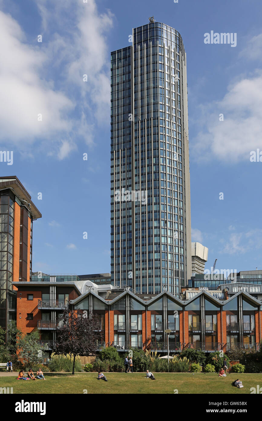 The newly extended South Bank Tower behind town houses and apartments ...