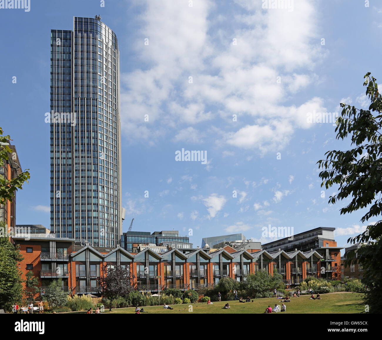 The newly extended South Bank Tower behind town houses and apartments ...