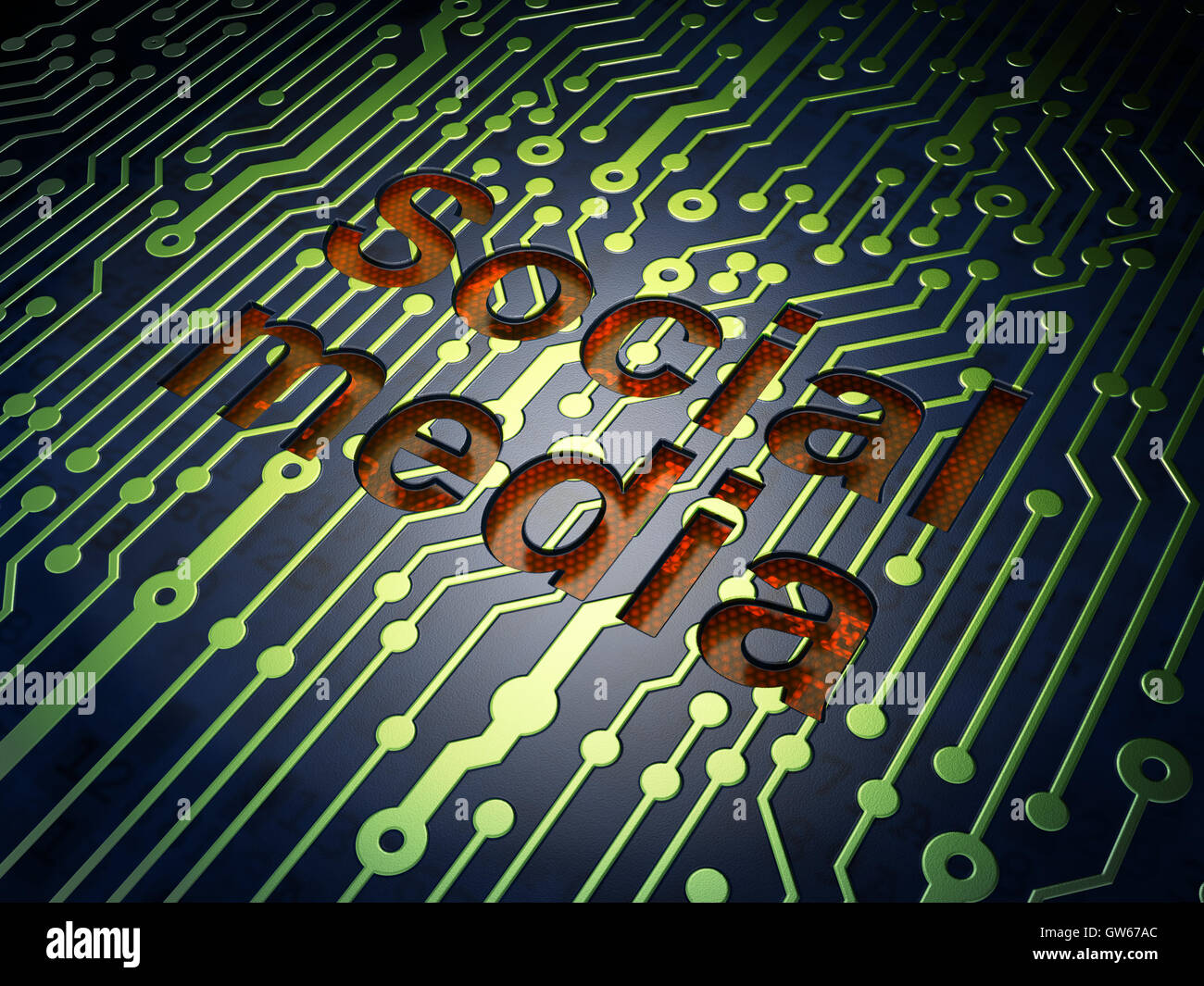 Social media concept: Social Media on circuit board background Stock ...
