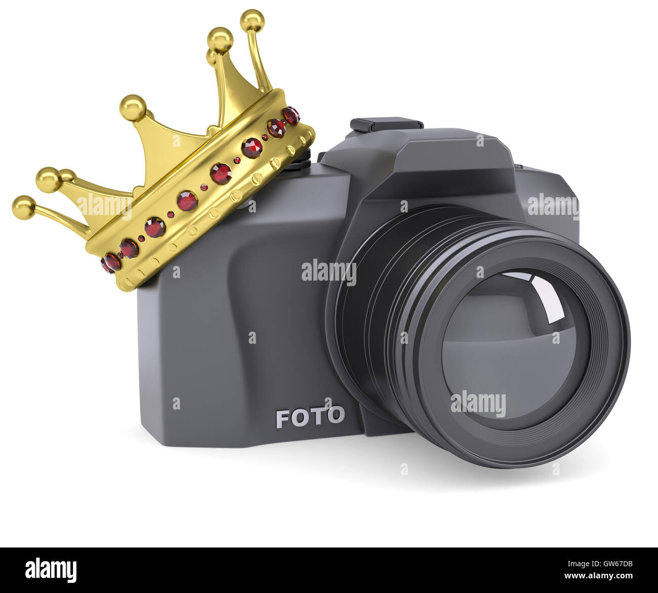 Professional camera and gold crown Stock Photo - Alamy