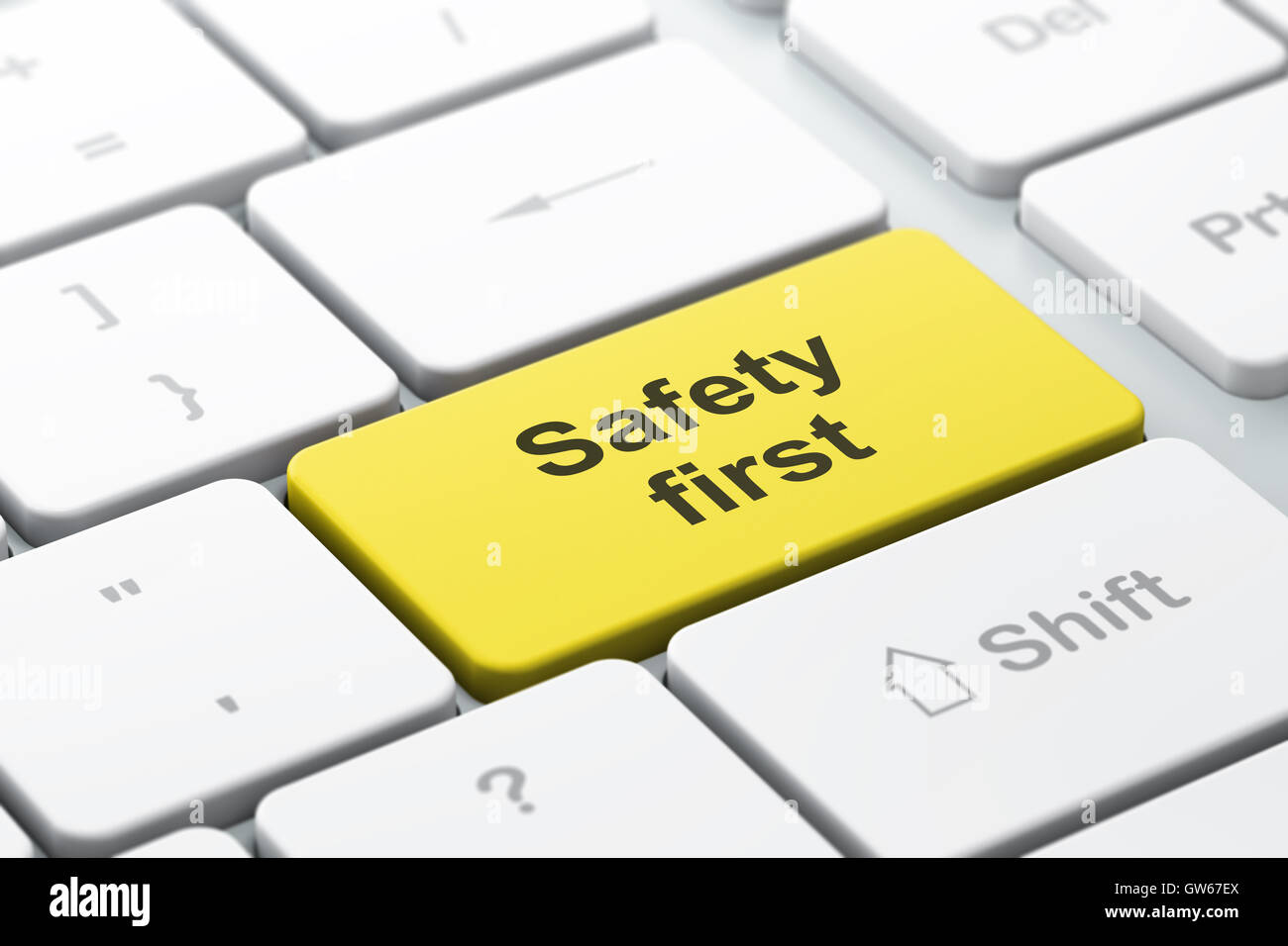 Safety concept: computer keyboard with Safety First Stock Photo - Alamy