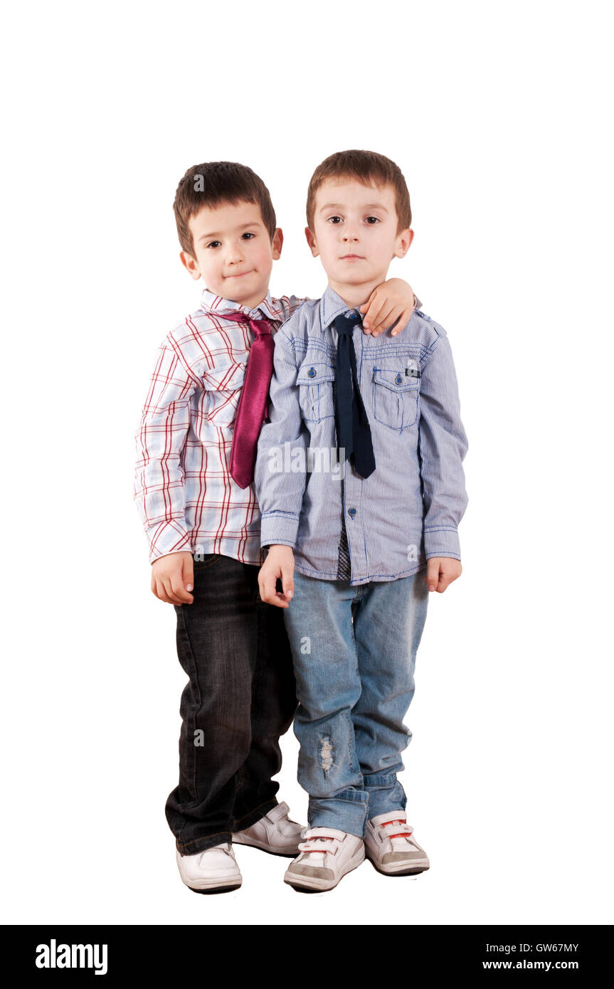 Two brothers hugging and smiling Cut Out Stock Images & Pictures - Alamy