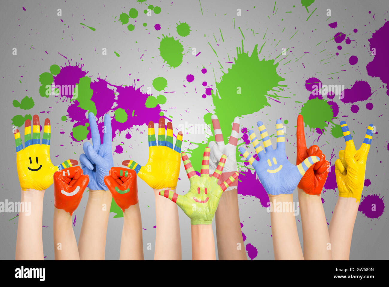 painted children's hands Stock Photo - Alamy